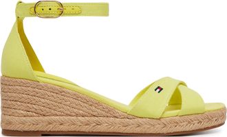 Tommy Hilfiger Espadrilles Tommy Hilfiger Hemp Crossover Strap Wedge Espadrilles FW0FW09332 Gr&uuml;n