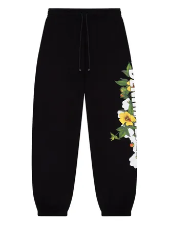 Denim Tears floral-detail logo-print track pants - Noir