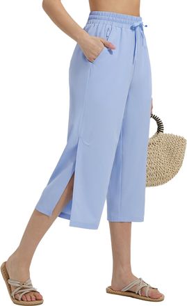 Baleaf Damen Schwimmen Capri Wide Leg Hohe Taille Lange Strandhose Hellblau XXL