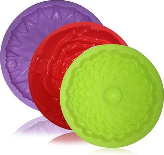 HUI JIN Silikon-Backformen für Kuchen, Brot, Blumenform, Grün, Rot, Violett, 3 Stück