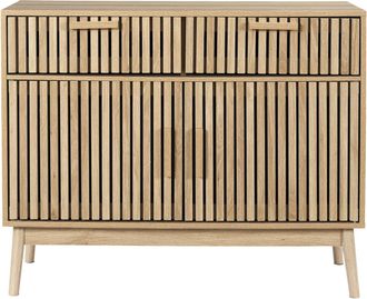 The Home Deco Factory HD0091, Holz-Sideboard im modernen Design mit 2 Schubladen und Doppelt&uuml;r, ideal f&uuml;r Aufbewahrung und Dekoration, Ma&szlig;e 100 x 35 x 80 cm, braune Farbe
