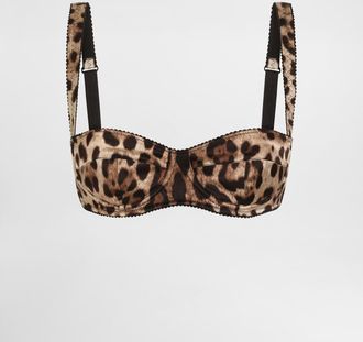 Dolce & Gabbana Balconette-bh Aus Satin Leoprint - Frau Unterw&auml;sche Animalprint Satin 5b