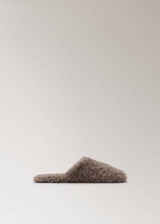 Mango Chaussons mouton retourn&eacute; &agrave; bout arrondi marron moyen - Femme - 36 - MANGO