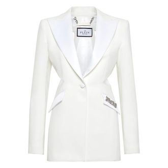 Philipp Plein Envers Satin Cutting Fitted Blazer - - Jackets - Damen - Wei&szlig; - S