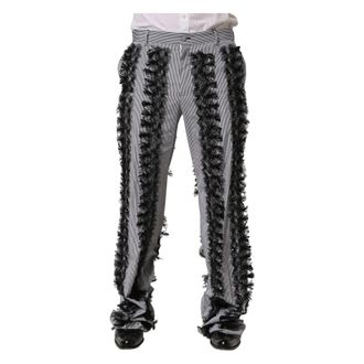 Dolce & Gabbana Nadelstreifenverzierte Bundfaltenhose - - Trousers - Herren - Grau - M