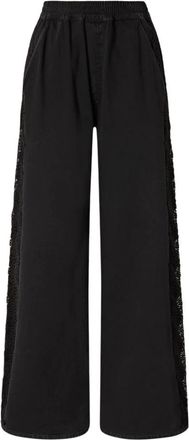 Pinko Pinko, Femme, Pantalons, Noir, Taille: 36 FR Denim Pantalons With Lace Detail On The Side