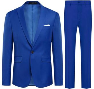 AlltheMen Costume Homme 2 pièces à Un Bouton Blazer Mariage avec Fente arrière Casual daffaires Bleu Royal XXL