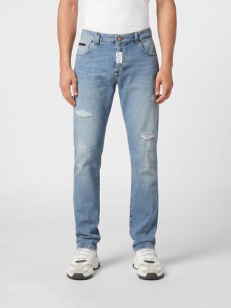 Philipp Plein Slim Fit Jeans aus Distressed Denim