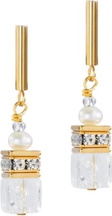 Coeur de Lion Ohrringe - Ohrringe GeoCUBE Fusion Precious Pearl Mix - Gr. unisize - in Weiß - für Damen