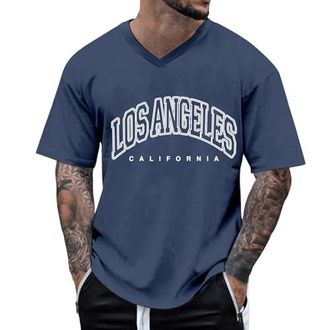 Generic T-shirt surdimensionn&eacute; pour homme - T-shirt d&eacute;t&eacute; &agrave; col rond &agrave; manches courtes - Avec imprim&eacute; urbains - Chemises basiques pour homme - Chemises d&eacute;contr