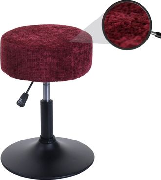 Mendler Hocker HWC-C22, Sitzhocker Schminkhocker, h&ouml;henverstellbar drehbar &Oslash; 37cm Stoff Chenille (465g/m&sup2;) FSC - Bordeaux