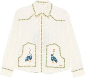 Mother Femme, Blouses et Chemises, Multicolore, Taille: 36 FR Chemise Broderie Oiseau et Fleurs