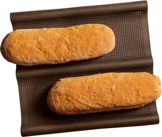 Lurch 85080 FlexiForm Ciabatta Backmatte zur Herstellung von 2 knusprigen Ciabattas 29,5 x 26cm Premium-Platin-Silikon braun