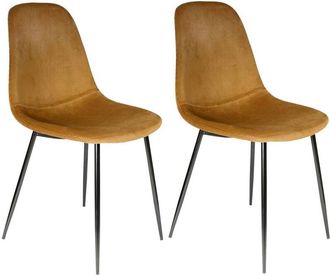 Altobuy Altobuy - alessia - Lot de 2 Chaises Velours Côtelé Jaune Moutarde