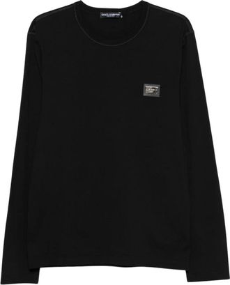 Dolce & Gabbana Homme, Tops, Noir, Taille: XL L/S T-Shirt