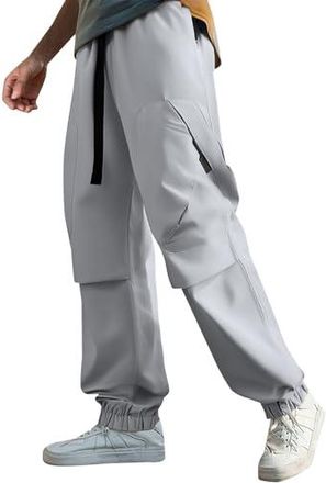 Generic Pantalon de randonn&eacute;e pour homme avec plusieurs poches pour le trekking, pantalon durable avec cordon de serrage &agrave; la taille, gris, XXL