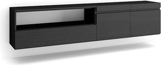 Skraut Home | TV-Schrank, Lowboard | f&uuml;r Wohnzimmer und Esszimmer | 200x45x35cm | F&uuml;r TV-Ger&auml;te bis zu 80 | H&auml;ngend | Moderner Stil | Schwarz