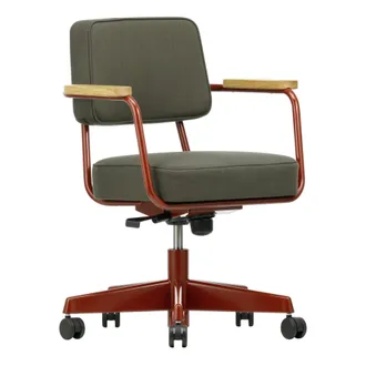Vitra Fauteuil de bureau Direction Pivotant, pi&egrave;tement japonese red - Jean Prouv&eacute; Vitra