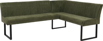 Mendler Eckbank HWC-O82, Esszimmerbank Bank, Öko-Tex (310g/m²) Chenille Stoff/Textil Metall 210x159cm - grün