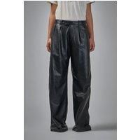 R13 Pleated Wide Leg Leather Pant