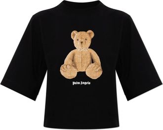 Palm Angels Femme, Tops, Noir, Taille: 38 FR T-shirt court avec logo imprim&eacute;