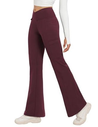 Baleaf Baleaf - Pantalon doubl&eacute; en polaire pour femme. Leggings thermiques &eacute;vas&eacute;s. R&eacute;sistants &agrave; leau. Avec poches zipp&eacute;es. Pour la marche et la randonn&eacute;e en 
