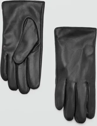 Mango Gants en simili-cuir noir - Homme - M - MANGO MAN