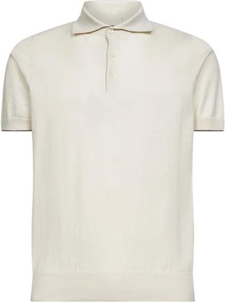 Brunello Cucinelli Homme, Tops, Blanc, Taille: 4XL Polo en maille l&eacute;g&egrave;re