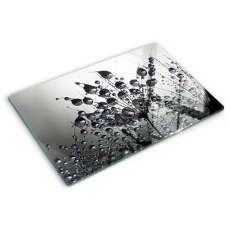 Tulup Tulup - Planche de cuisine, couvre plaque, verre planche d&eacute;couper, verre tremp&eacute; - 80 x 52 cm - Pissenlits