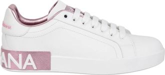 Dolce & Gabbana Femme, Chaussures, Blanc, Taille: 40 1/2 EU Baskets Portofino avec appliqu&eacute;