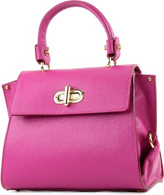 modamoda.de T182 - ital. Damen Henkeltasche Klein Leder, Farbe:Pink
