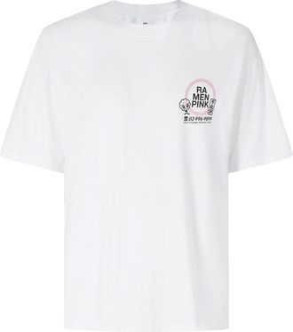 Edwin Homme, Tops, Blanc, Taille: XL T-Shirt Rose Ramen