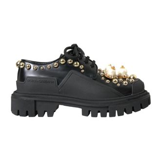 Dolce & Gabbana Schwarze Leder Trekking Derby Schuhe - - Shoes - Damen - Schwarzk - 35 1/2 EU