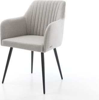 DELIFE Esszimmerstuhl Greg-Flex Stripes Hellgrau 4-Fuß konisch Schwarz Taschenfederkern, Esszimmerstühle