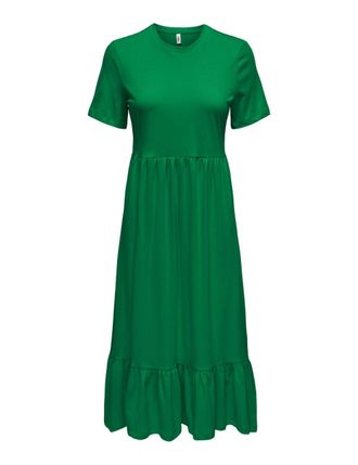 Only Damen Onlmay Life S/S Peplum Calf Dressbox JRS Maxikleid, Green Bee, Small