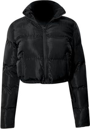 Generic 2026 Printemps Femmes Automne et Hiver Mode Cardigan Manches Longues Col Montant Chaud Pain Veste Casual, Noir, XL