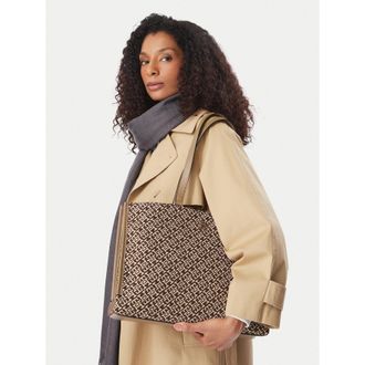 Tommy Hilfiger Handtasche Tommy Hilfiger Th Jacquard Tote AW0AW19009 Braun