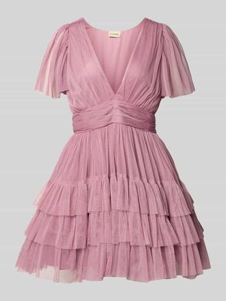 Lace & Beads Cocktailkleid mit tiefem V-Ausschnitt