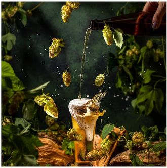 Wallario Sticker/Aufkleber f&uuml;r K&uuml;hlschrank/Geschirrsp&uuml;ler/K&uuml;chenschr&auml;nke, Selbstklebende Folie - 60 x 60 cm, Motiv: Braukunst - Hopfenkaltschale