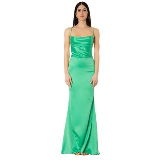 Actualee Robe en satin - Femme - Robes - Vert - Taille: 40 FR