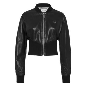 Philipp Plein Femme, Vestes, Noir, Taille: 42 FR Bomber en cuir