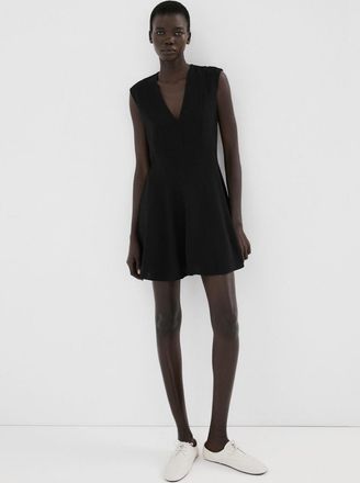 Mango Robe volant col en V noir - Femme - XS - MANGO