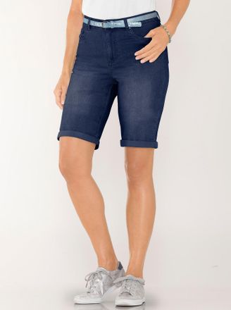 Casual Looks Jeansbermudas CASUAL LOOKS, Damen, Gr. 36, Normalgr&ouml;&szlig;en, blau (blau, stone, washed), 81% Baumwolle, 17% Polyester, 2% Elasthan, unifarben, kurz, Jeans