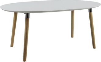 Hellin Hellin - Table à manger avec rallonges 170x100x74 cm blanc et naturel