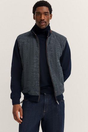 Bugatti Sweatjacke Regular Fit mit Stehkragen und aus Baumwollmix