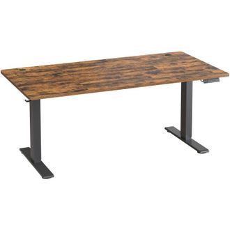 Vasagle Bureau Assis-debout, R&eacute;glable en hauteur, 160 x 80 cm, avec Port USB-C, Fonction M&eacute;moire 3 Hauteurs, Marron