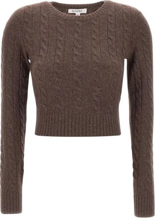 Sporty & Rich Pull court en maille torsad&eacute;e Jala SRC - Femme - Pulls - Brun - Taille: 36 FR