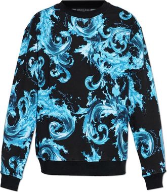 Versace Jeans Couture Homme, Sweatshirts et sweats &agrave; capuche, Bleu, Taille: XL SweaT-shirt Imprim&eacute; en Jersey de Coton
