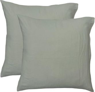 Matt & Rose Taies doreiller Unies Double Gaze DE Coton 65x65cm | 100% Coton de qualit&eacute; sup&eacute;rieure | Oeko-TEX | Taies doreiller 65x65cm | Lichen