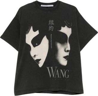 Alexander Wang Tee-shirt graphique d&eacute;lav&eacute; - Femme - Tops - Noir - Taille: 40 FR